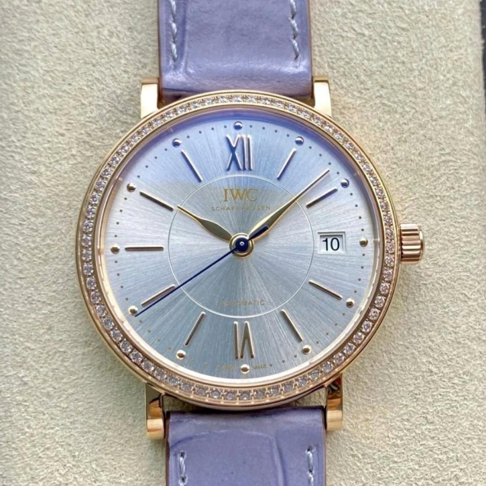 V7공장 IWC 포르토피노 레이디 다이아베젤 로즈골드 그레이 다이얼 레더 스트랩 37mm IW458107 > IWC - 명품 ...